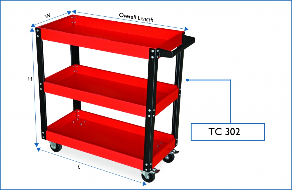3 Tier Tool Cart | KOMADA Trolley Cart | Material Handling Equipment